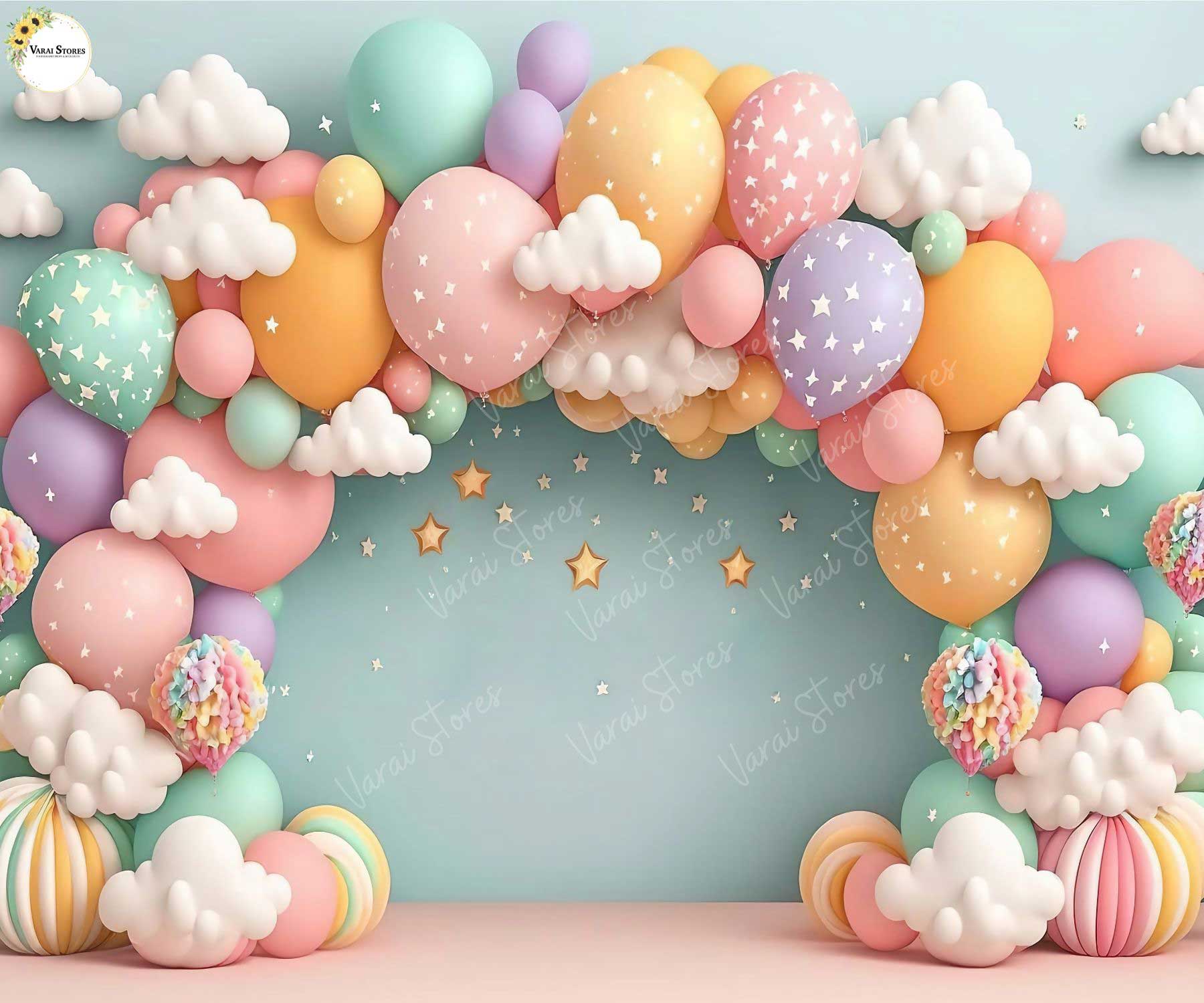 Rainbow Balloon - Baby Printed Backdrops - PREMIUM FABRIC