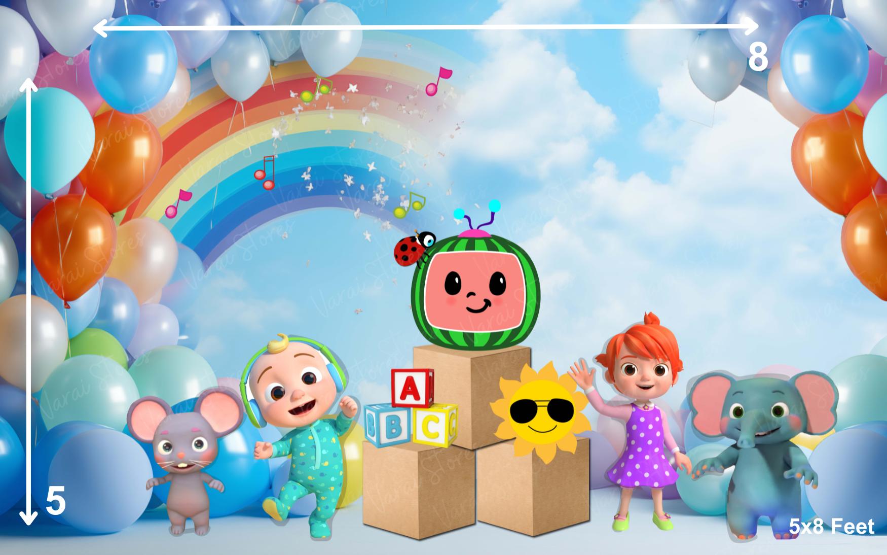 Cocomelon Party - Baby Printed Backdrops - PREMIUM FABRIC