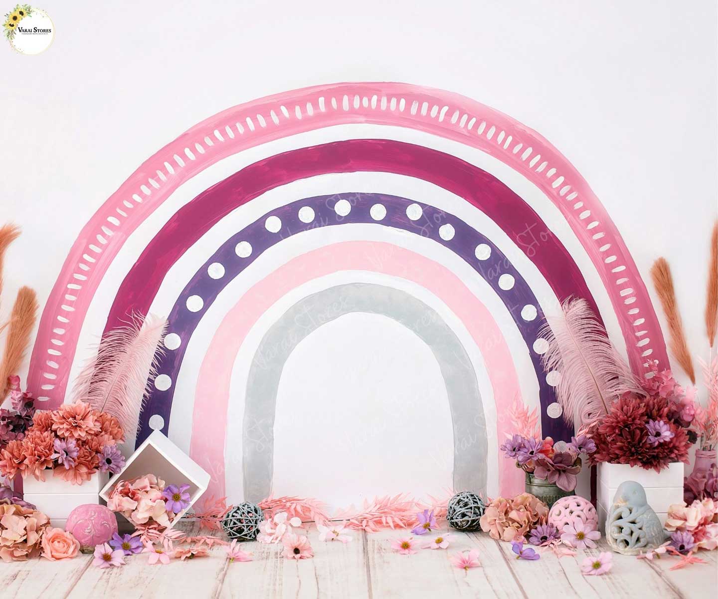 Floral Rainbow - Printed Baby Backdrop - Fabric (Pre Order)