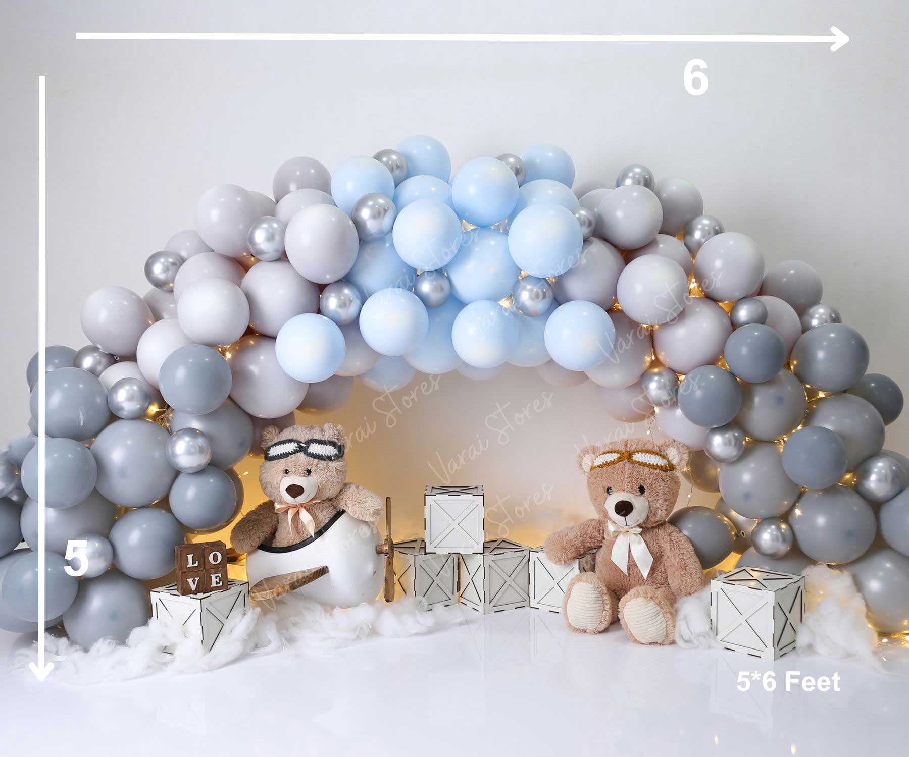 Blue Teddy - PRINTED BABY BACKDROP - FABRIC (PRE ORDER)