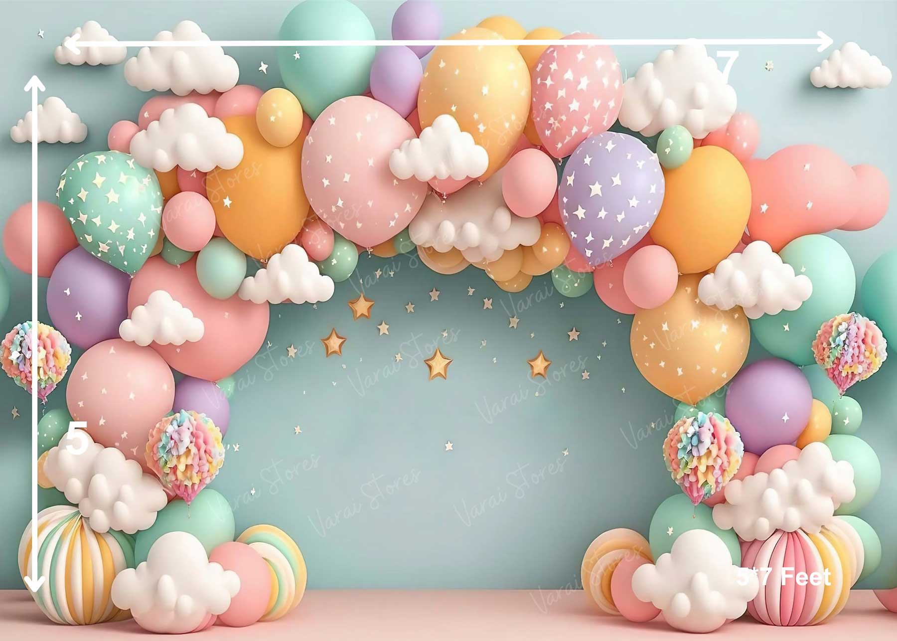 Rainbow Balloon - Baby Printed Backdrops - PREMIUM FABRIC