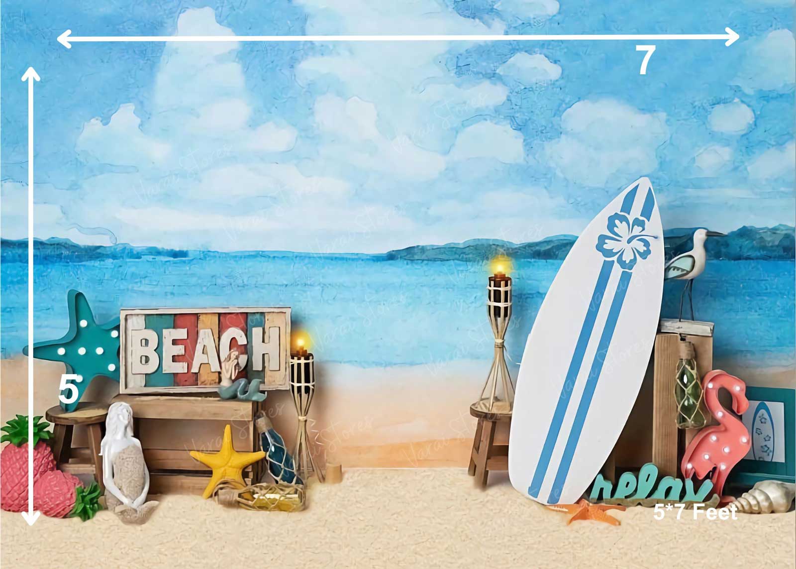 Beach Surf - PRINTED BABY BACKDROP - FABRIC (PRE ORDER)