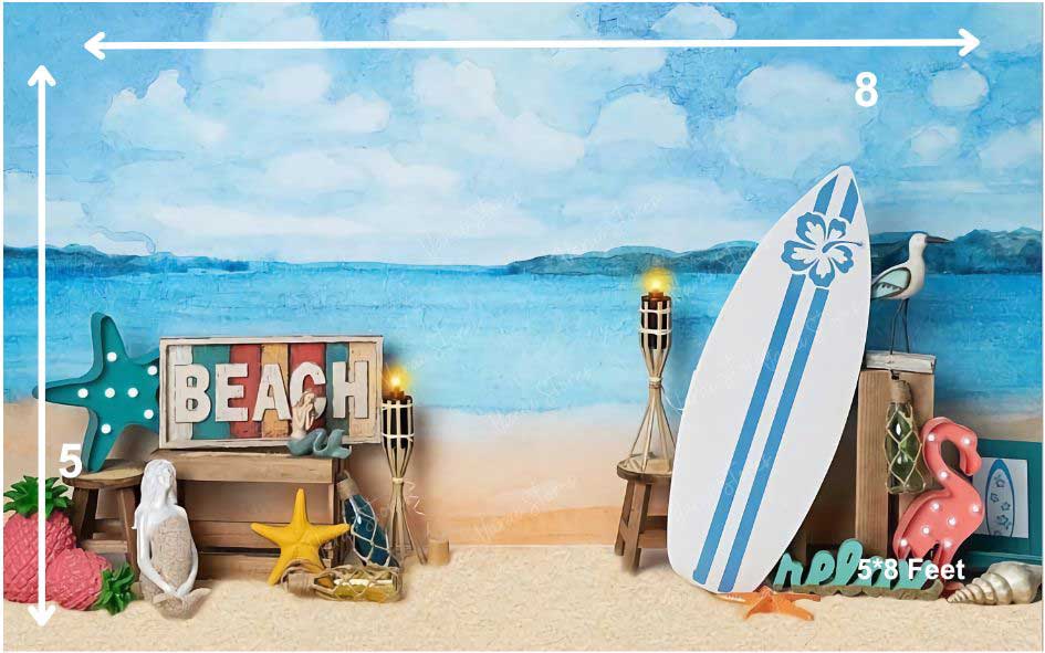 Beach Surf - PRINTED BABY BACKDROP - FABRIC (PRE ORDER)