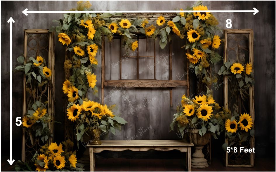 Sunflower Stand - Printed Baby Backdrop - FABRIC (PRE ORDER)