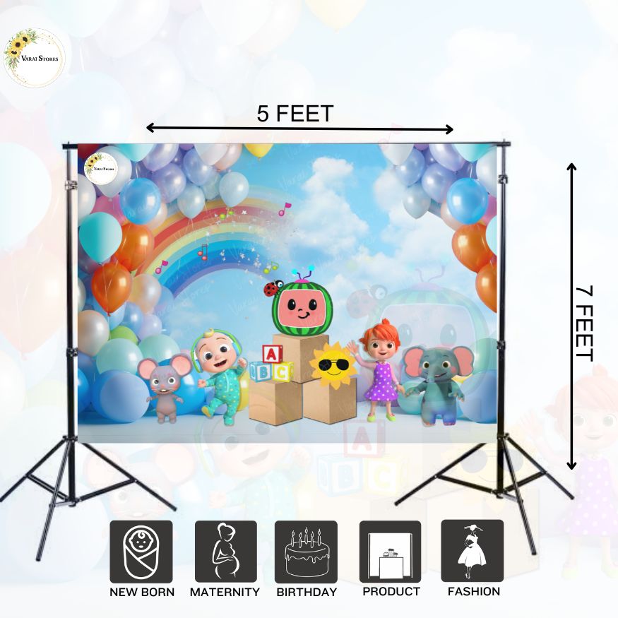 Cocomelon Party - Baby Printed Backdrops - PREMIUM FABRIC