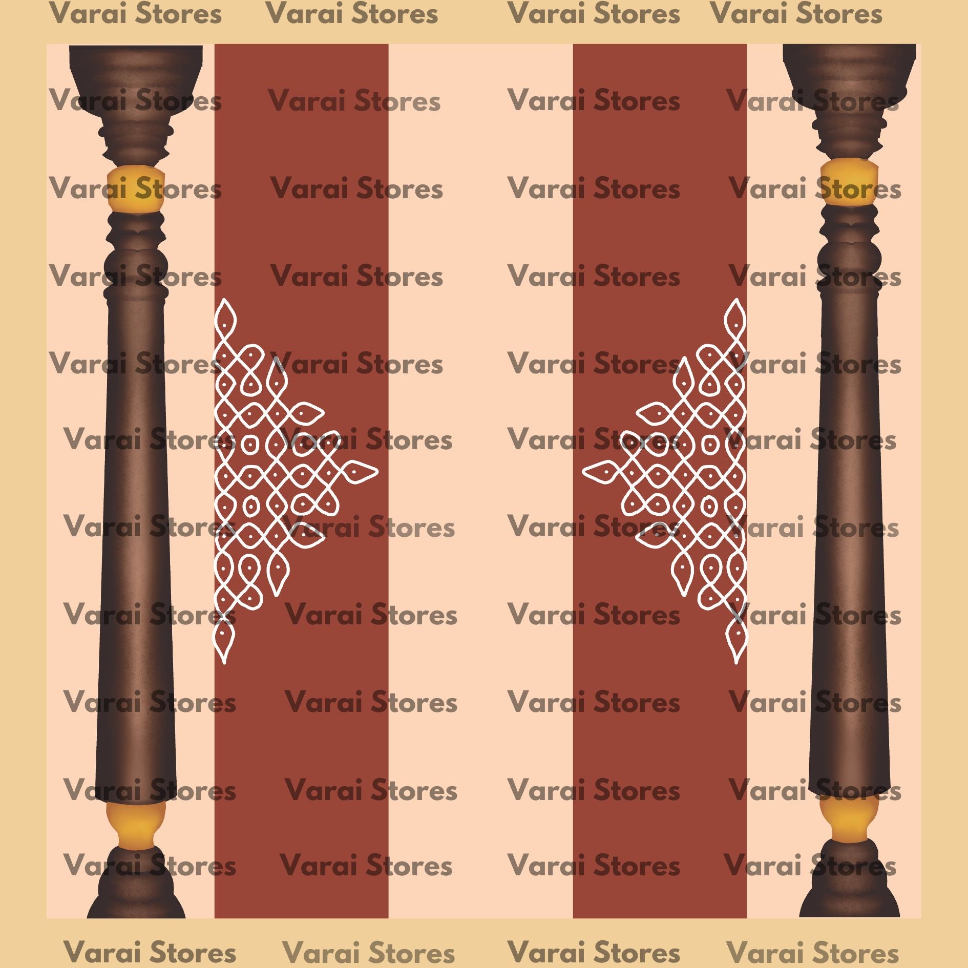 Chettinadu Pillar Kolam - Fabric With Pole Pocket