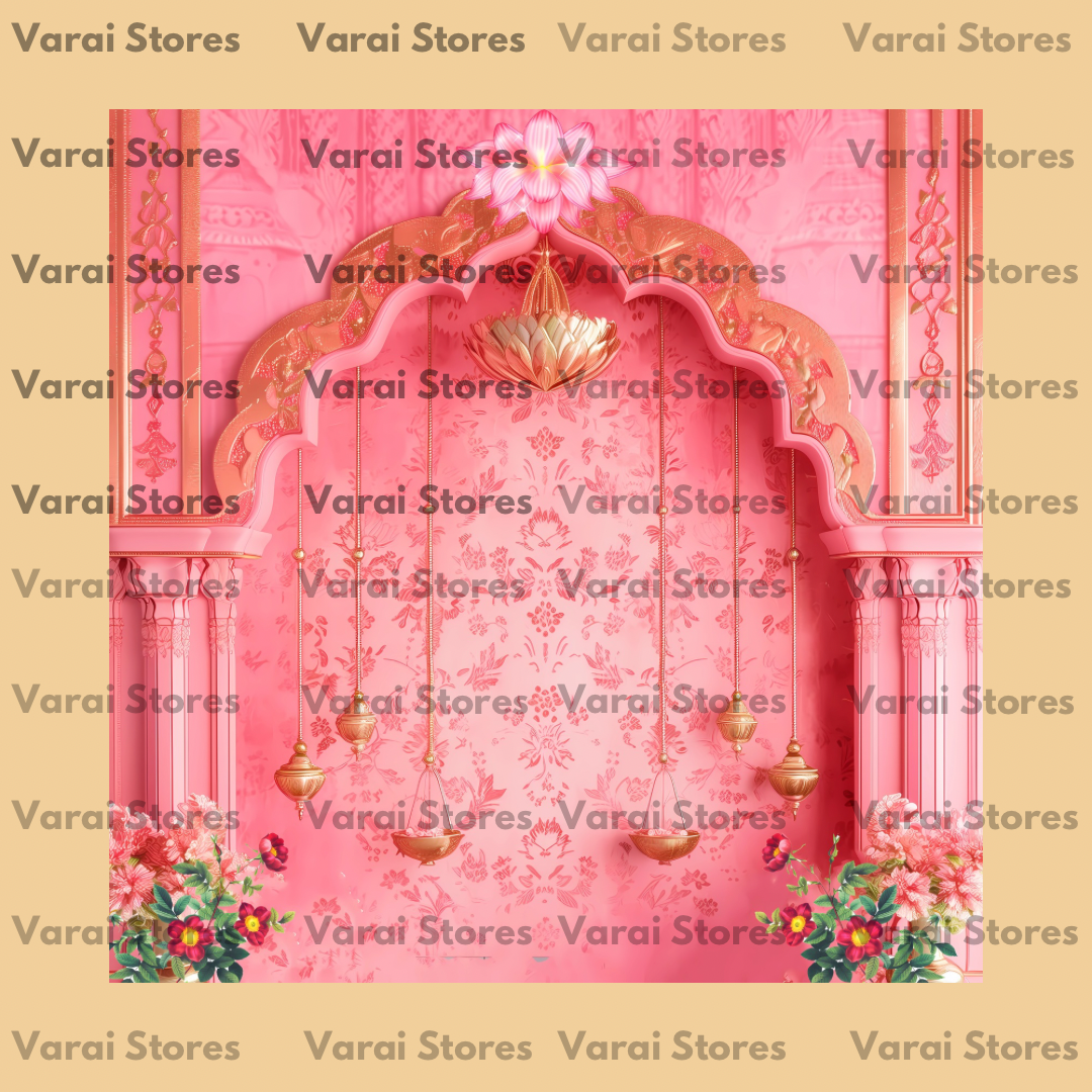 Pink Gold Lotus - Fabric With Pole Pocket