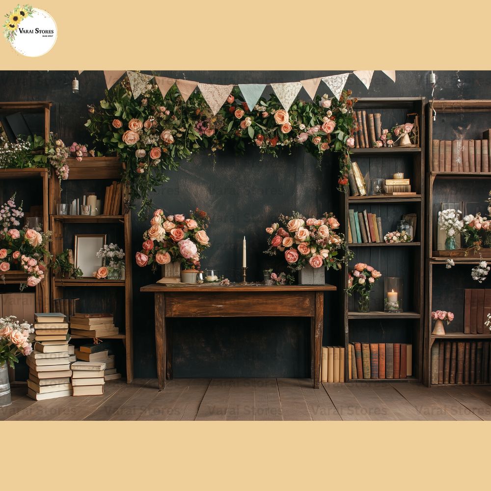 Book Shelf - Baby Printed Backdrops - PREMIUM FABRIC