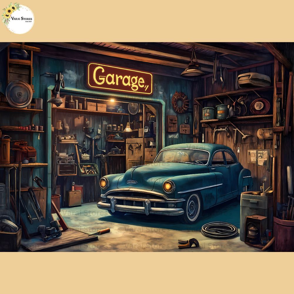 Car Garage (Type-2) - Baby Printed Backdrops - PREMIUM FABRIC