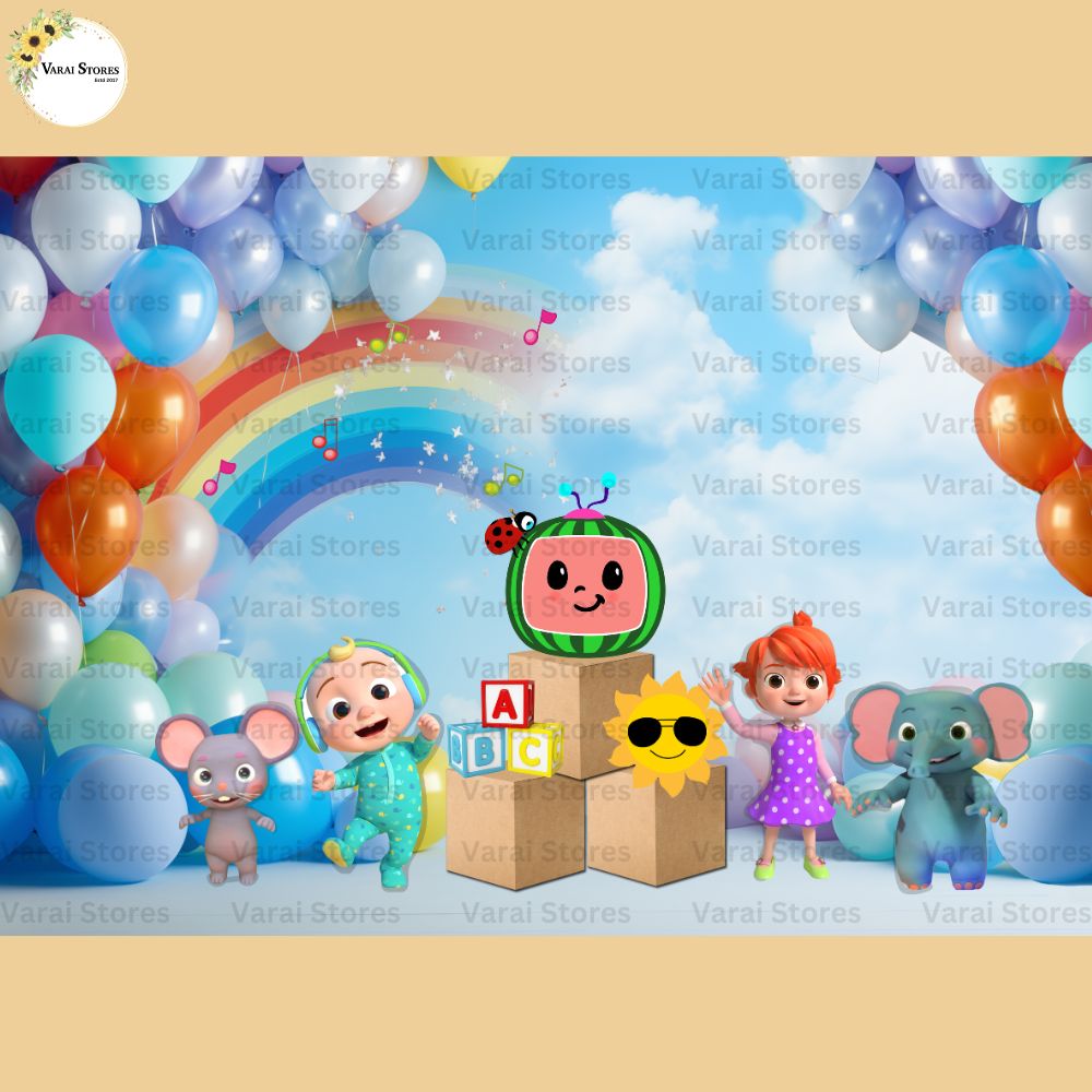Cocomelon Party - Baby Printed Backdrops - PREMIUM FABRIC